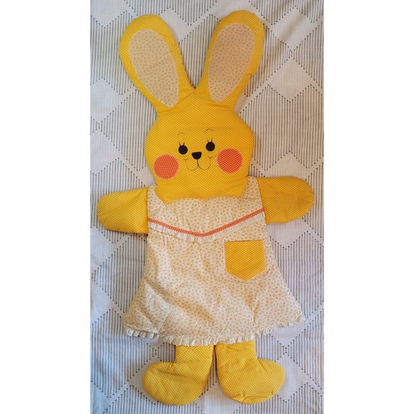 Wall Decor | Adorable Vintage Handmade Flat Plush Yellow Bunny Rabbit ...